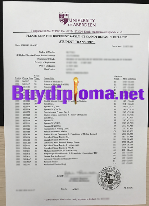 Copy University of Aberdeen Transcript Buy Fake Transcript of ...