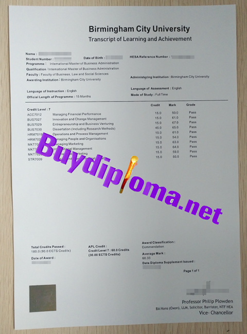 When Do People Have to Buy Fake Birmingham City University Transcript ...