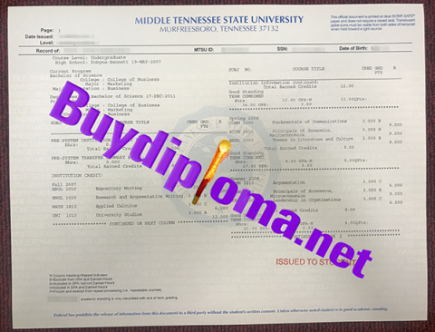 How Much Does A Fake Middle Tennessee State University Transcript Cost ...