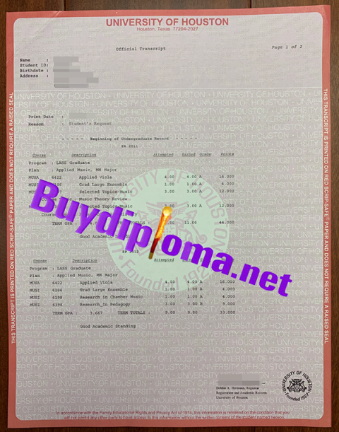 Whose Fake The University of Houston Transcript Is The Best Quality ...