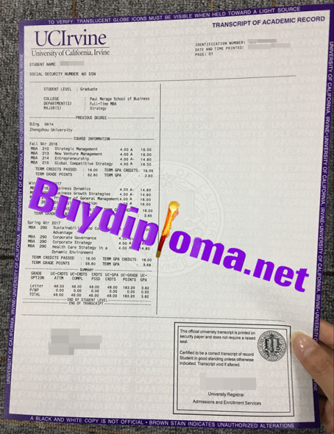 How Can I Shoppoing Fake Univeristy of California at Irvine Transcript ...