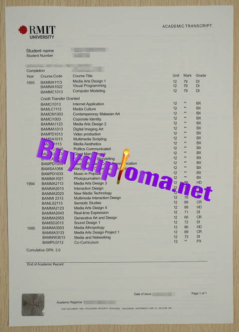 How Much Does A Fake Royal Melbourne Institute of Technology Transcript Cost? | Fake College ...