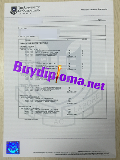 Fake University of Queensland Transcript | Fake College Diploma, Fake ...